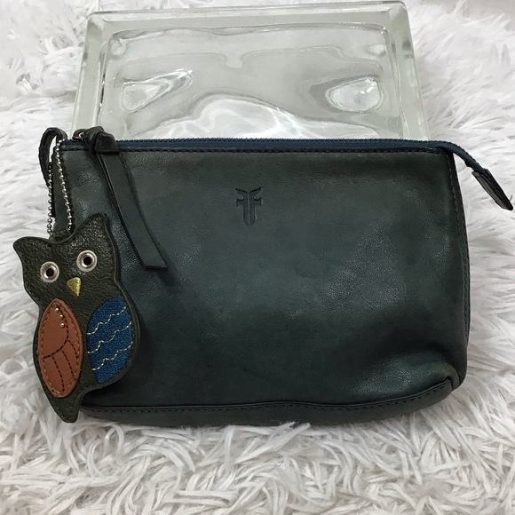 Frye | Bags | Frye Green Leather Pouch Clutch Wristlet With Owl Charm ...